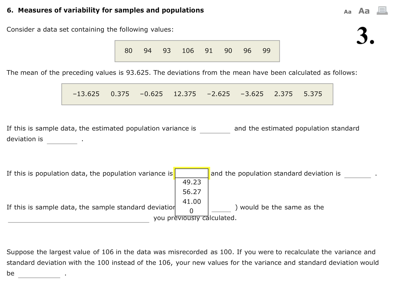 Solved 6. Measures of variability for samples and | Chegg.com