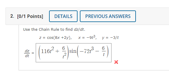 Solved Use the Chain Rule to find dz/dt. | Chegg.com