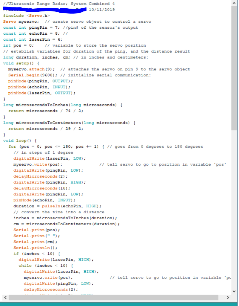 The code was created using the Arduino Software to | Chegg.com