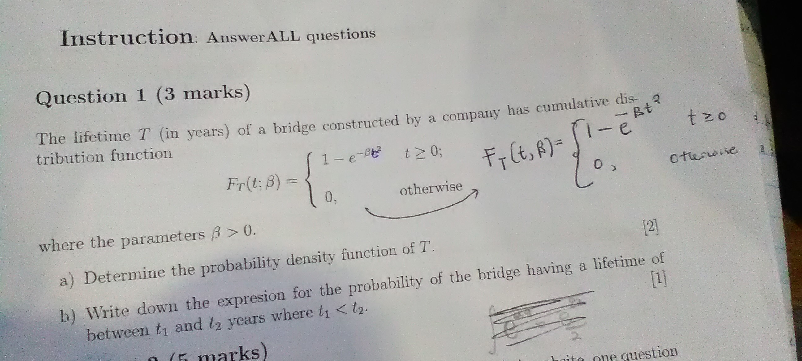 Solved Question 1 (3 marks) The lifetime T (in years) of a | Chegg.com Solved Question 1 (3 marks) The lifetime T (in years) of a | Chegg.com