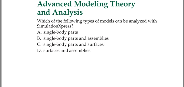 Solved Advanced Modeling Theory and Analysis Which of the | Chegg.com