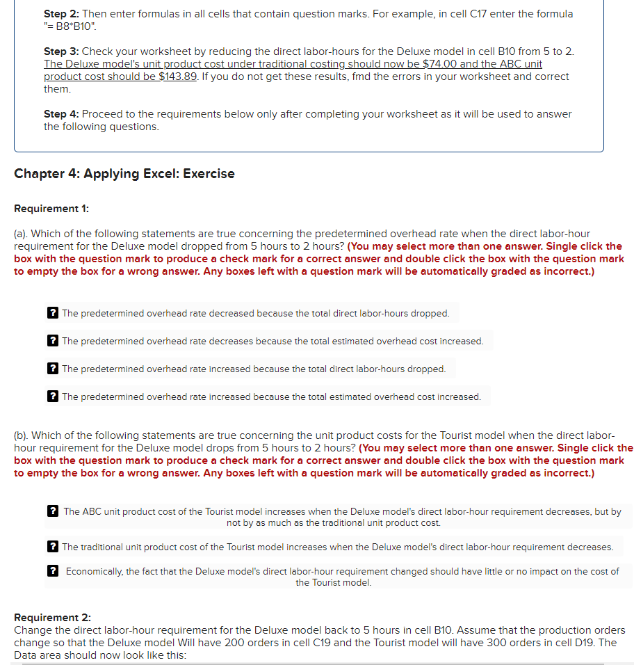 Solved Step 2: Then enter formulas in all cells that contain | Chegg.com