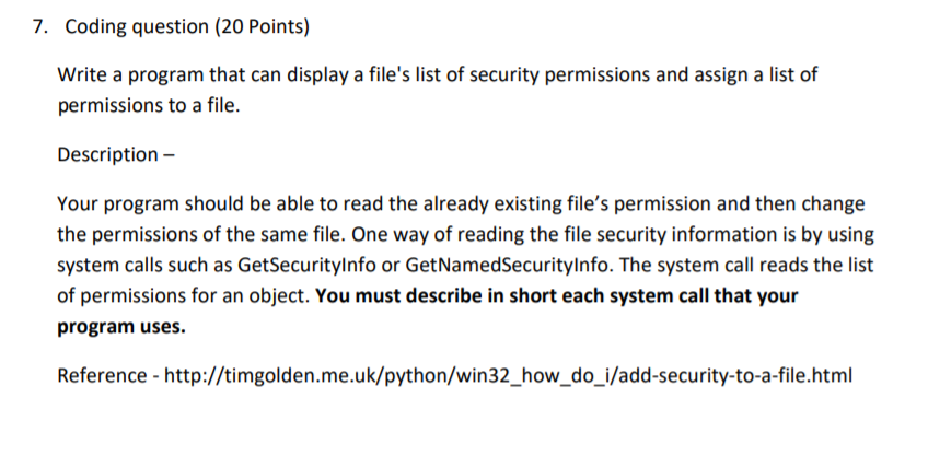 7. Coding question (20 Points) Write a program that | Chegg.com