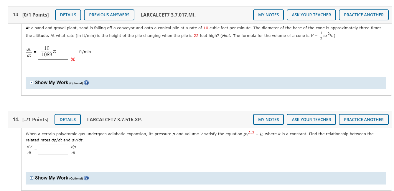 Solved 13. [0/1 Points] DETAILS PREVIOUS ANSWERS LARCALCET7 | Chegg.com