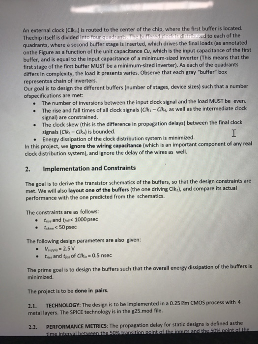 Design Project: Optim a Cock Driver 1. Clock Drivers | Chegg.com