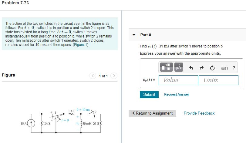 Solved Problem 7.73 The action of the two switches in the | Chegg.com