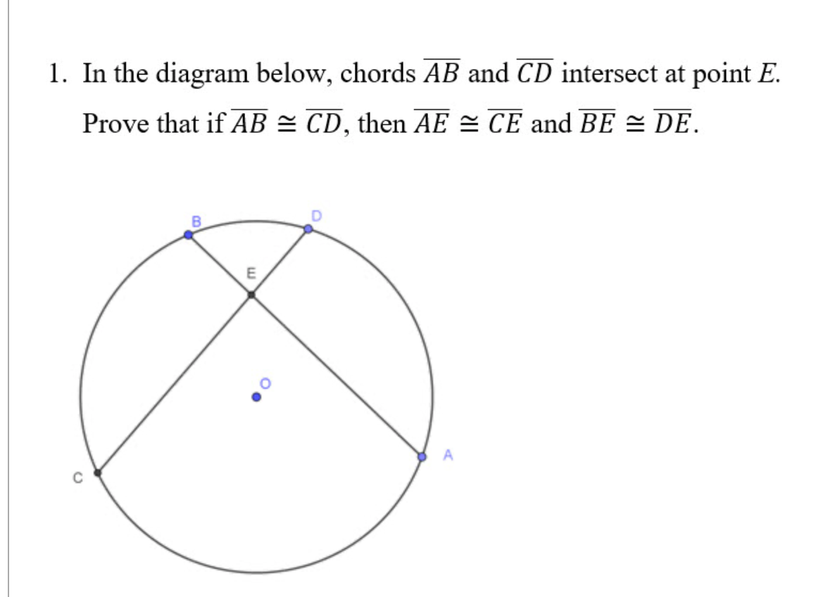 Solved 1 In The Diagram Below Chords Ab And Cd Intersect