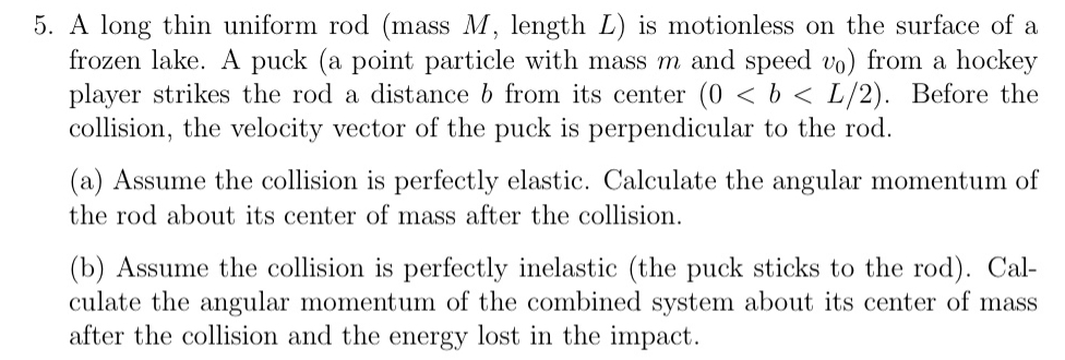 Solved 5. ﻿A long thin uniform rod (mass \( ﻿M \), ﻿length | Chegg.com