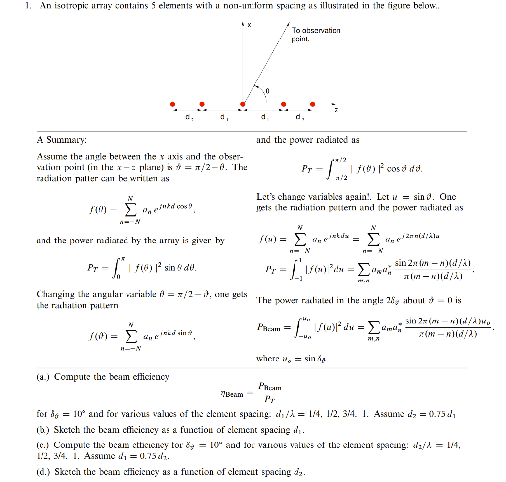 1. An isotropic array contains 5 elements with a | Chegg.com