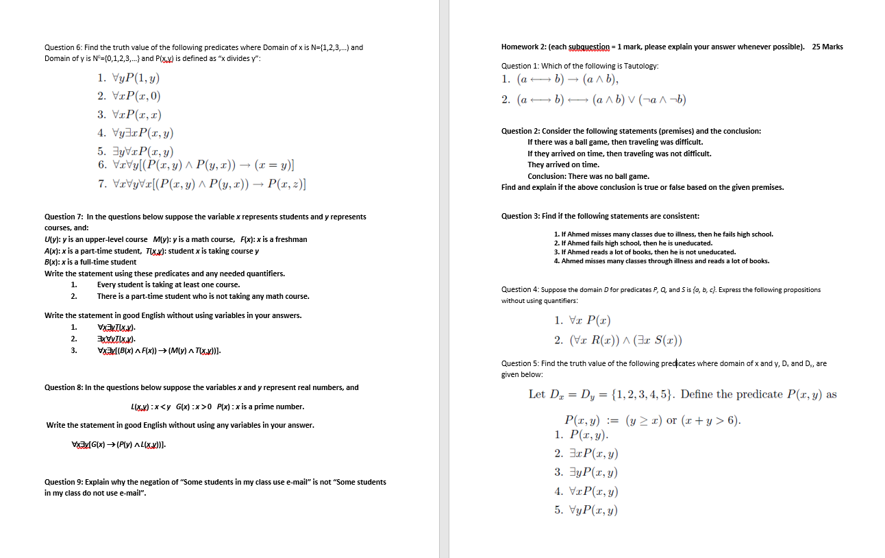 Solved Homework 2: (each subquestion = 1 mark, please | Chegg.com