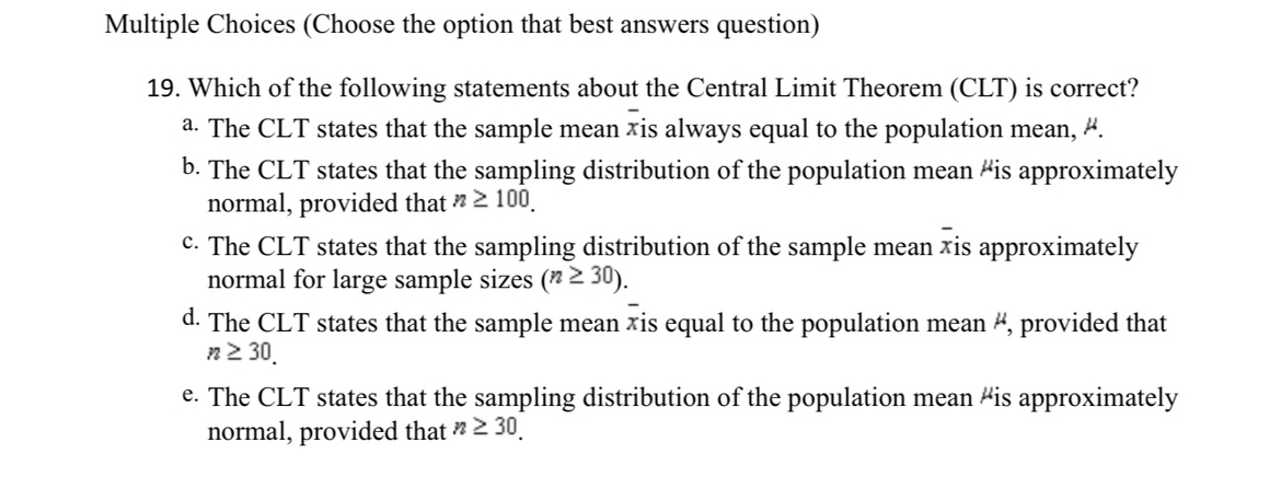 Solved Multiple Choices (Choose the option that best answers | Chegg.com