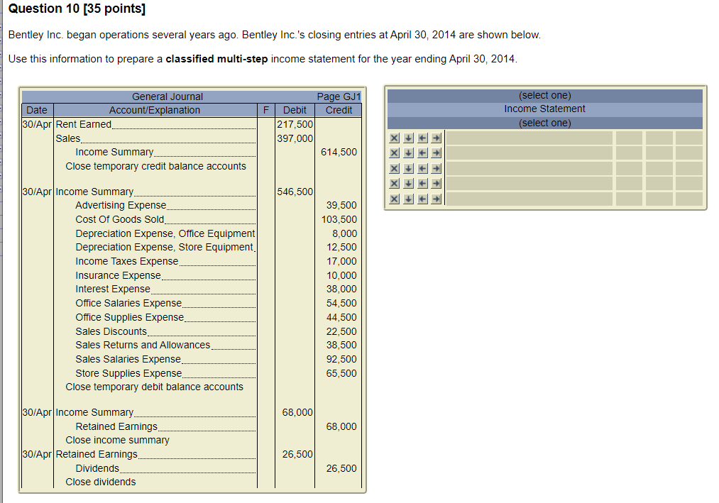 Solved Question 10 [35 points] Bentley Inc. began operations | Chegg.com