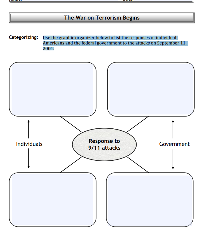 Use the graphic organizer below to list the responses | Chegg.com