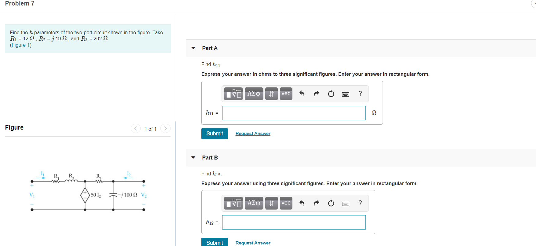 Solved Problem 7 Find the h parameters of the two-port | Chegg.com