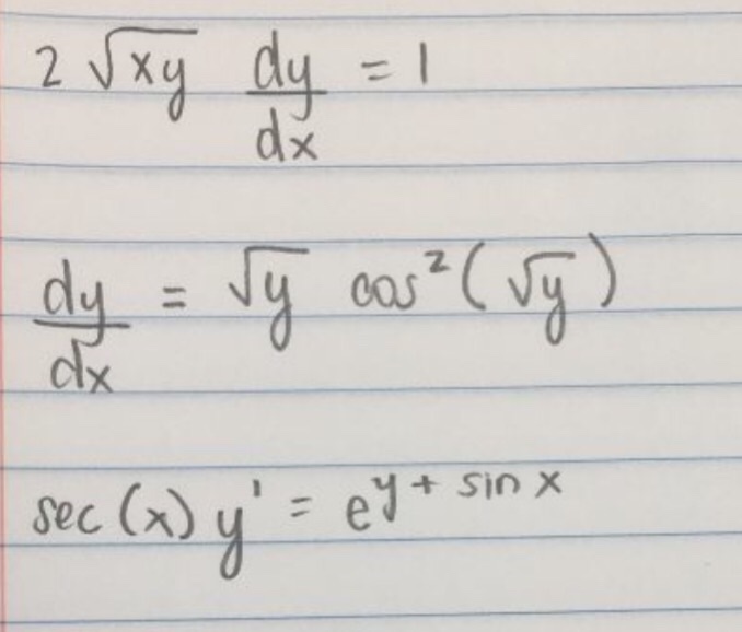 Solved 2 Squareroot xy dy/dx = 1 dy/dx = Squareroot y | Chegg.com
