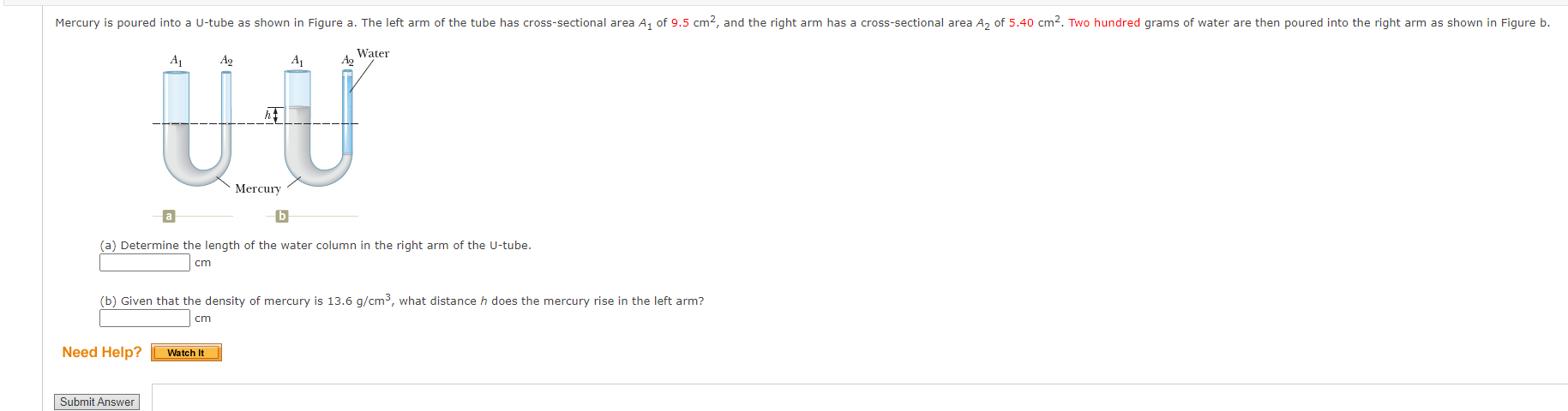 Solved (a) Determine the length of the water column in the | Chegg.com