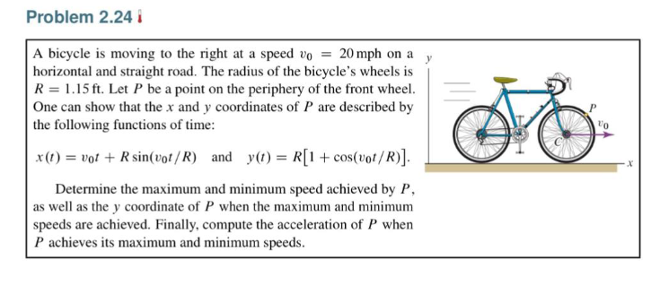 Solved Problem 2.24 ﻿iA bicycle is moving to the right at a | Chegg.com
