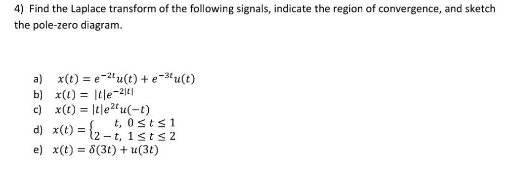 Solved Find the Laplace transform of the following signals, | Chegg.com