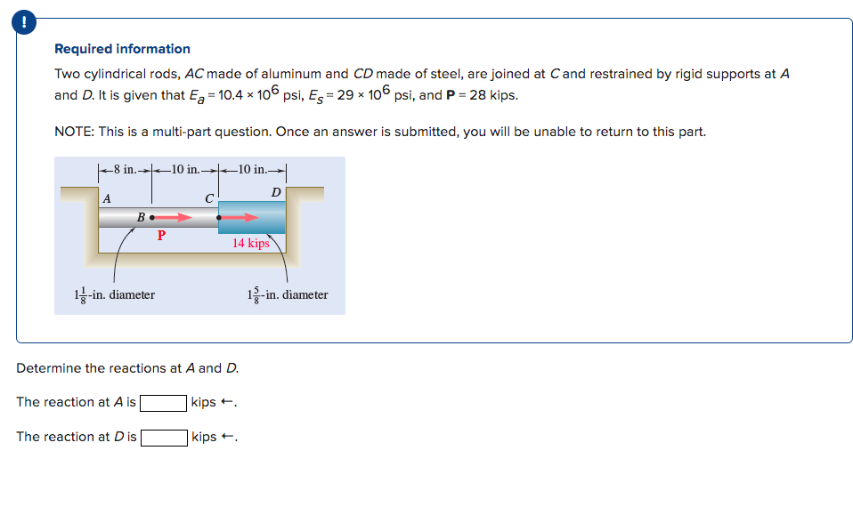 Solved Required information Two cylindrical rods, AC made of | Chegg.com