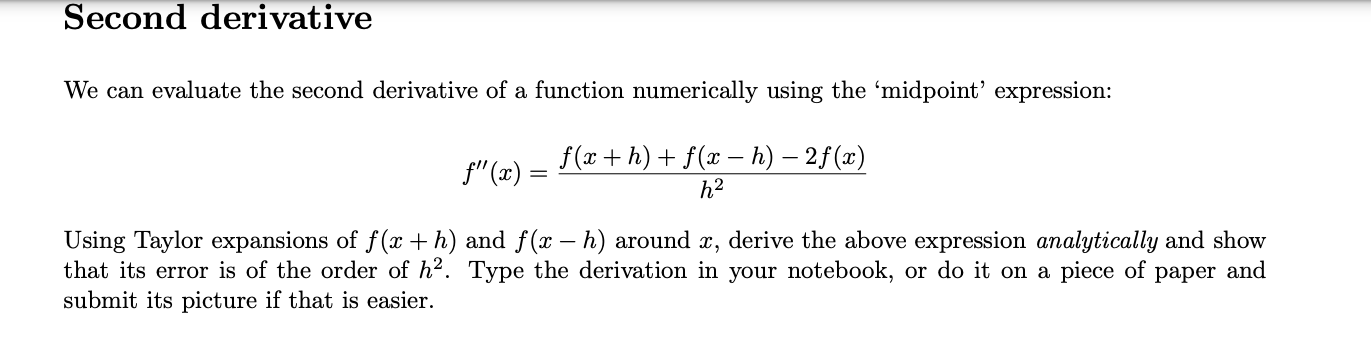 Solved Second derivative We can evaluate the second | Chegg.com