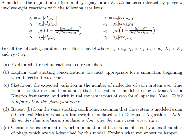 Solved A model of the regulation of lysis and lysogeny in an | Chegg.com