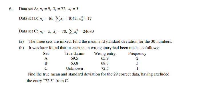 Solved the answer: (a) Combined mean = 68 Combined variance | Chegg.com