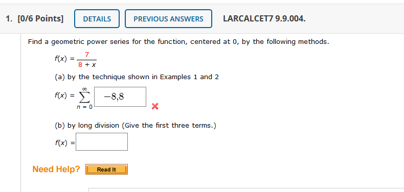 Solved 1. [0/6 Points] DETAILS PREVIOUS ANSWERS LARCALCET7 | Chegg.com