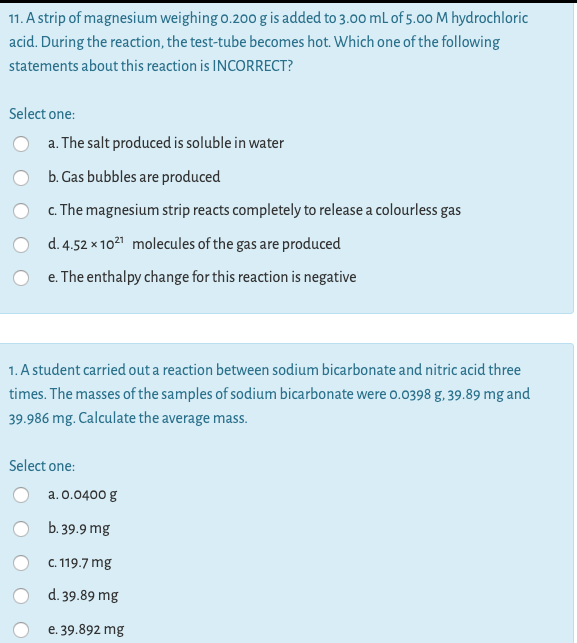 Solved 11. A strip of magnesium weighing 0.200 g is added to | Chegg.com