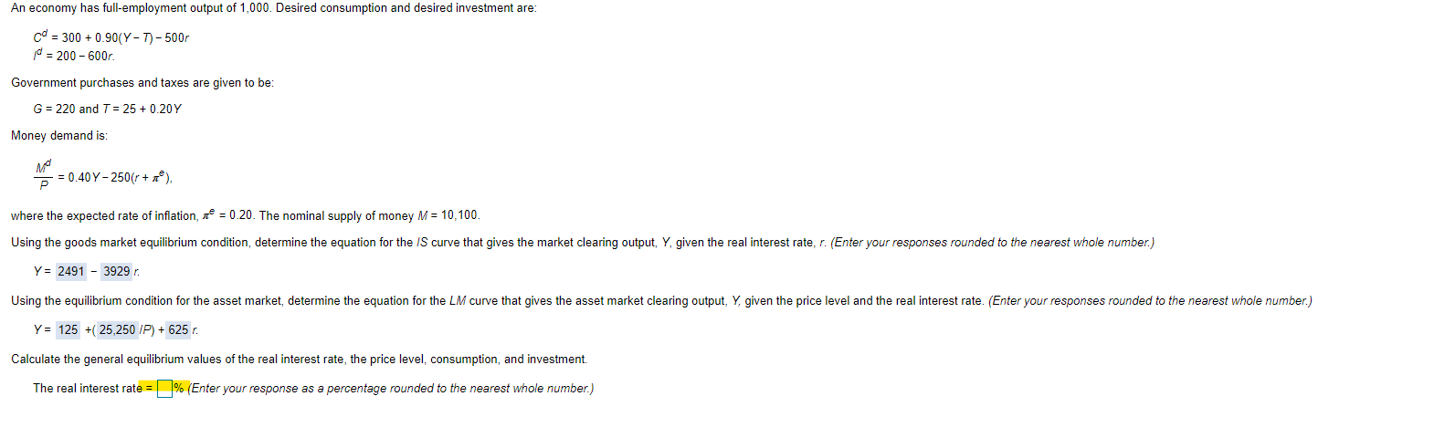 Solved Calculate the general equilibrium values of the real | Chegg.com