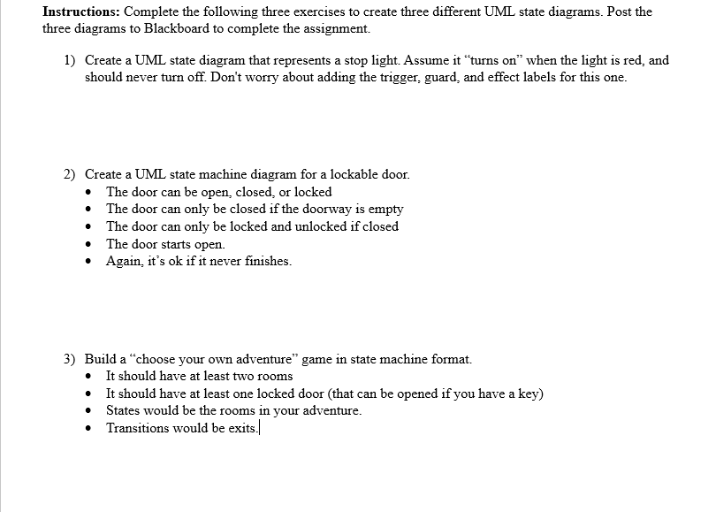 Solved Instructions: Complete the following three exercises | Chegg.com