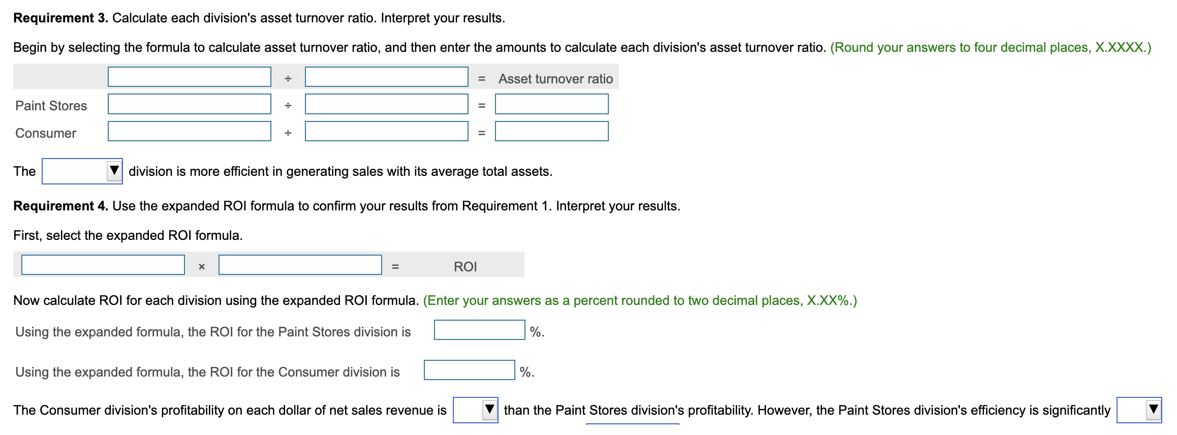 Solved Requirement 1. Calculate each division's ROI. Round | Chegg.com