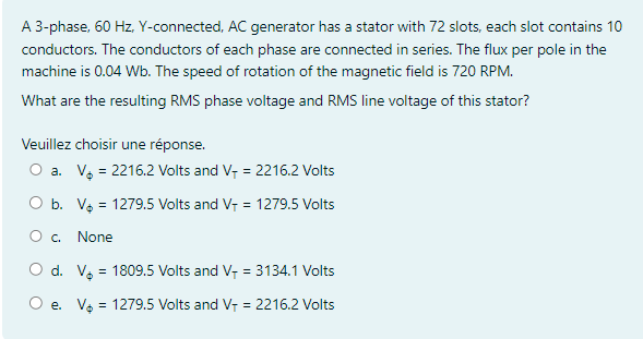 Solved A 3-phase, 60Hz, ﻿Y-connected, AC generator has a | Chegg.com