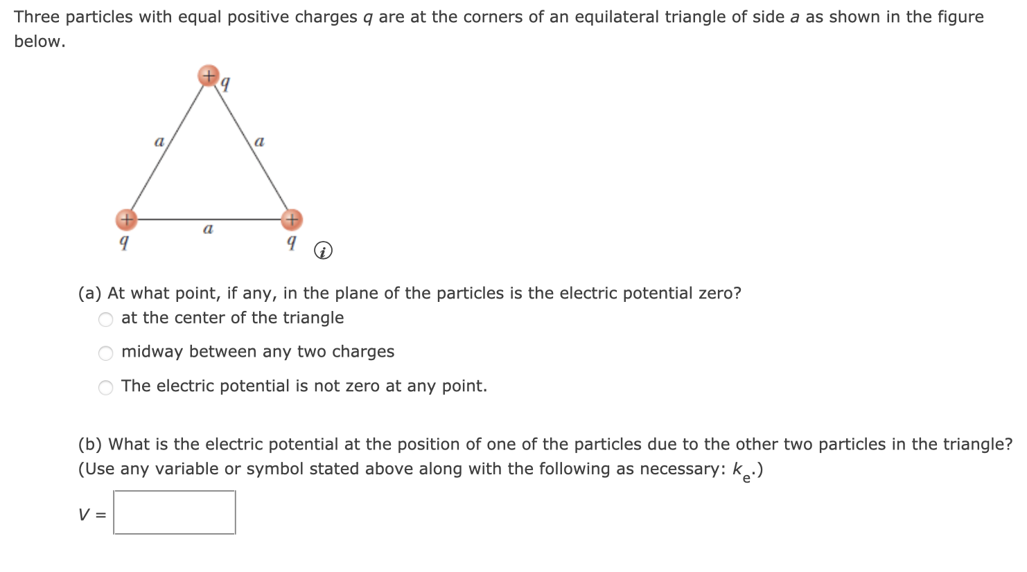 Solved Three particles with equal positive charges q are at | Chegg.com