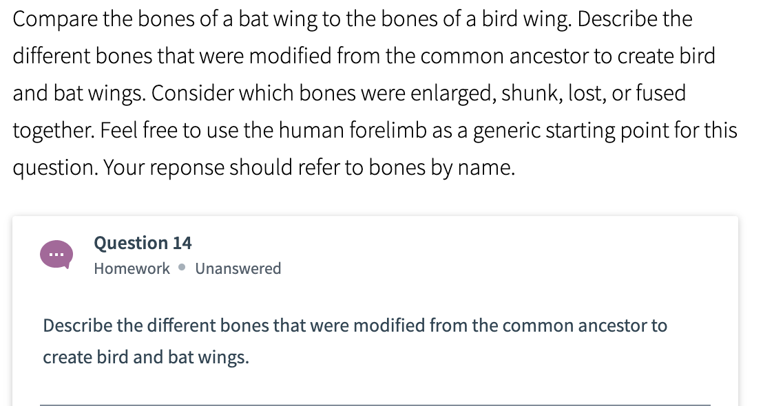 Solved Compare the bones of a bat wing to the bones of a | Chegg.com