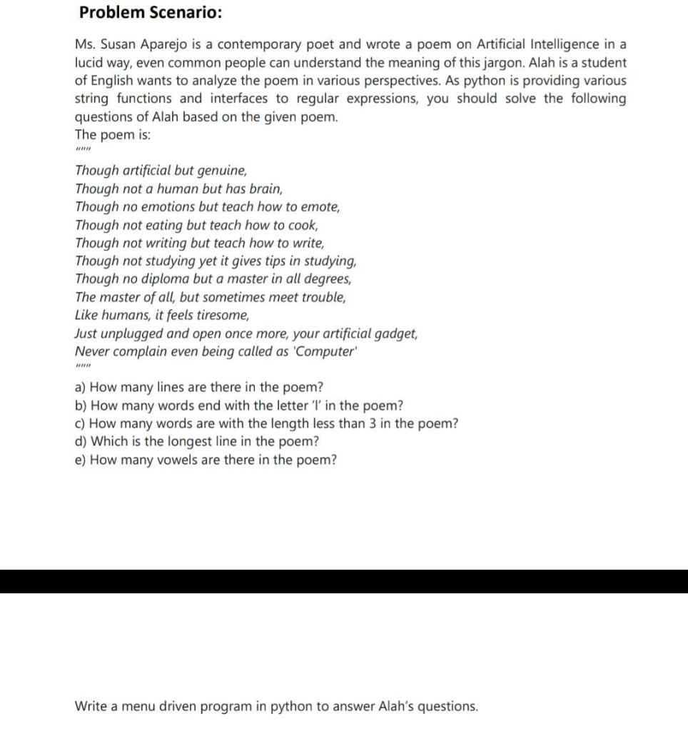 Solved Problem Scenario: Ms. Susan Aparejo is a contemporary | Chegg.com