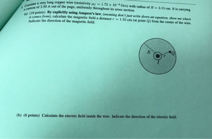 Solved Consider a very long copper wire (resistivity rho_C = | Chegg.com