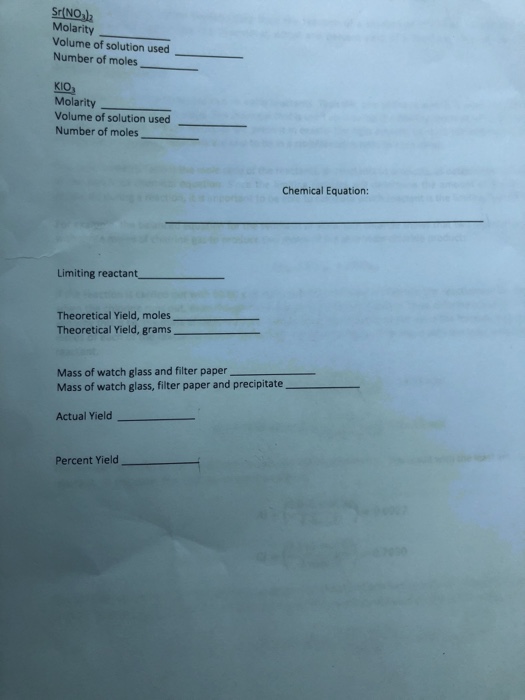 EXPERIMENT 4 SYNTHESIS OF STRONTIUM IODATE | Chegg.com