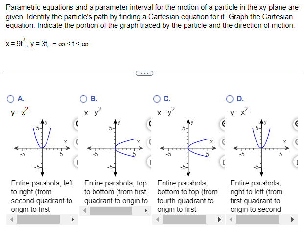 Solved Parametric equations and a parameter interval for the | Chegg.com