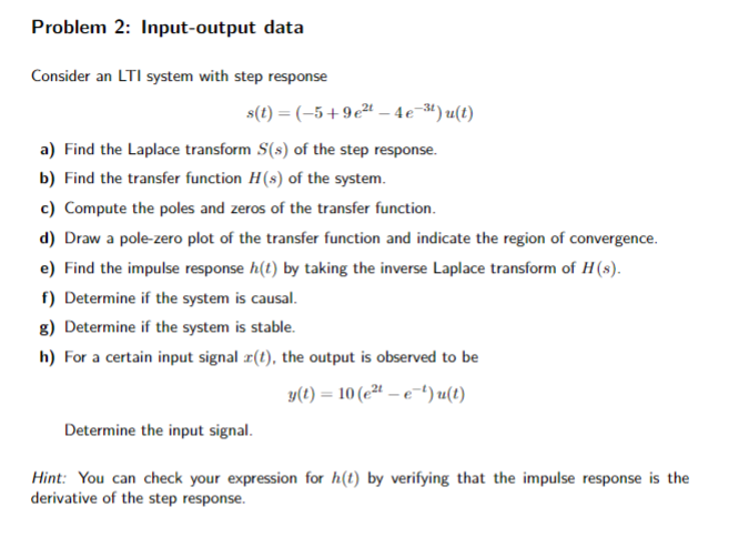 Solved Problem 2: Input-output data Consider an LTI system | Chegg.com