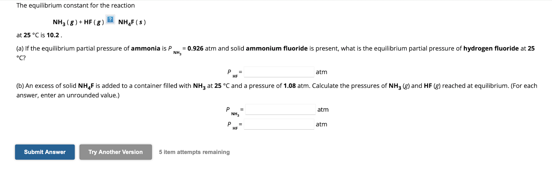 Solved The equilibrium constant for the | Chegg.com