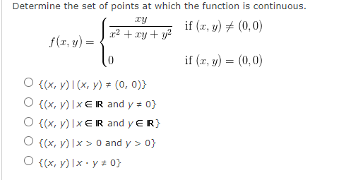 Solved Determine the set of points at which the function is | Chegg.com