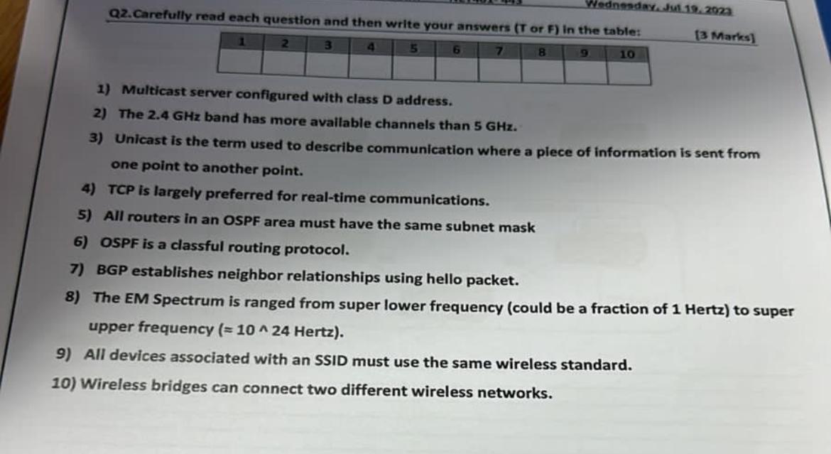 Solved True or false can you solve them, especially Q5 and | Chegg.com