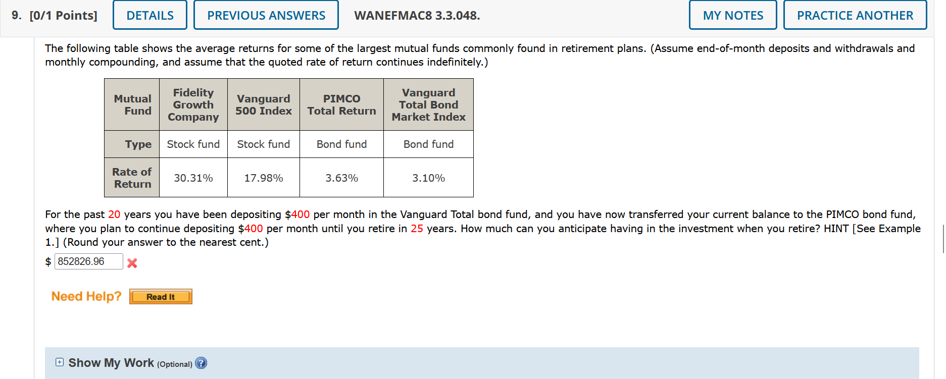 Solved [0/1 Points] WANEFMAC8 3.3.048. The following table | Chegg.com