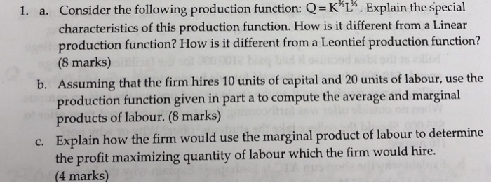 Solved . Consider the following production function: Q = Km | Chegg.com