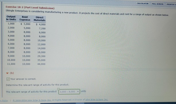 Solved CALCIULATOR FIULL SCREEN PRINTER V Exercise 18-2 | Chegg.com