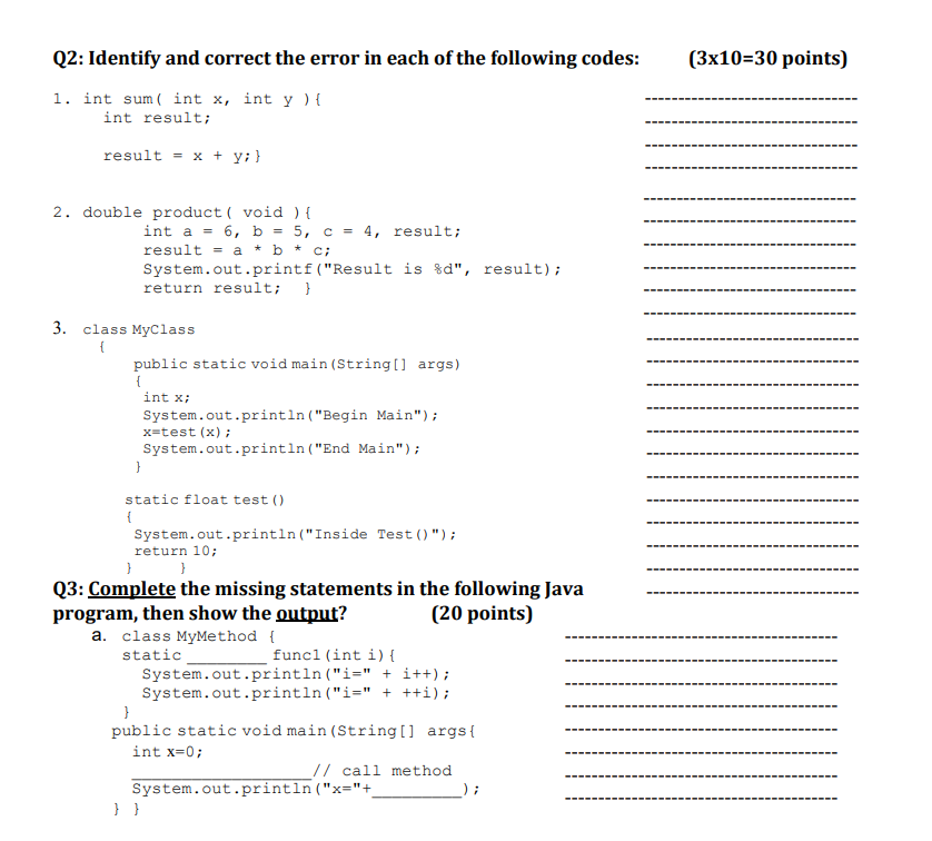 Solved Homework 5 Java Language Q1 Write A Method For Each 6009