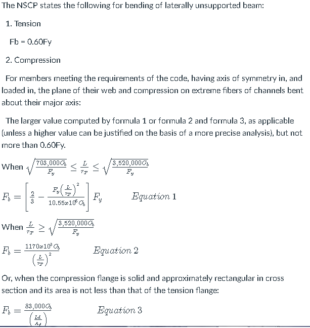Solved The NSCP states the following for bending of | Chegg.com