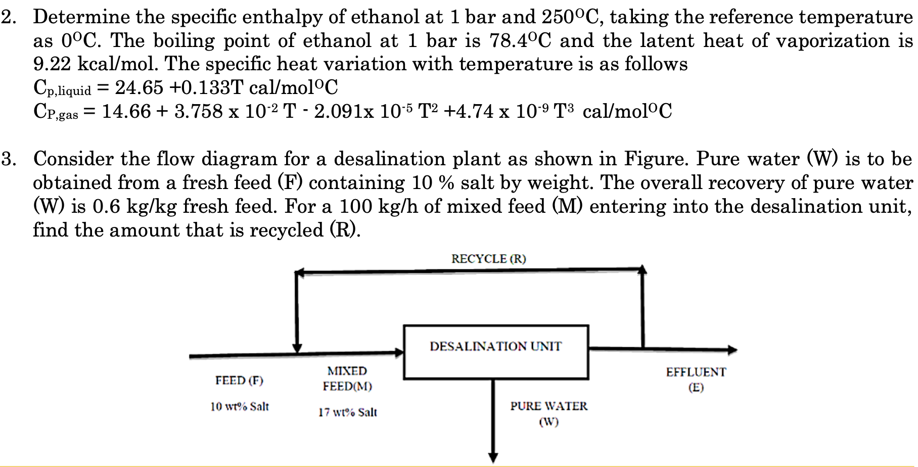 Solved Determine the specific enthalpy of ethanol at 1 ﻿bar | Chegg.com