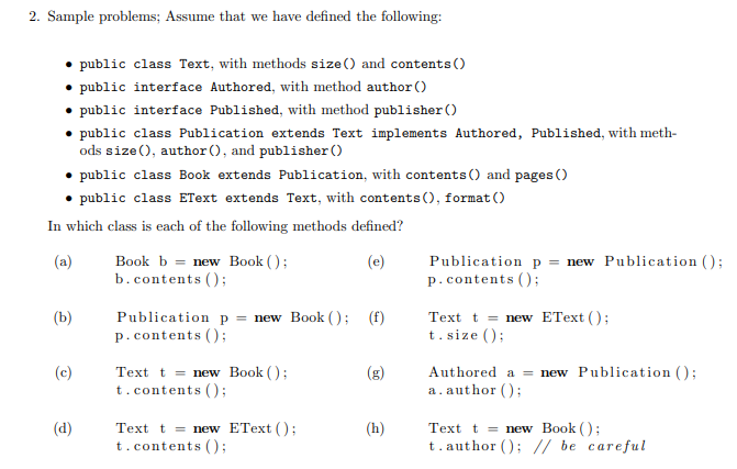 Solved 2. Sample problems; Assume that we have defined the | Chegg.com