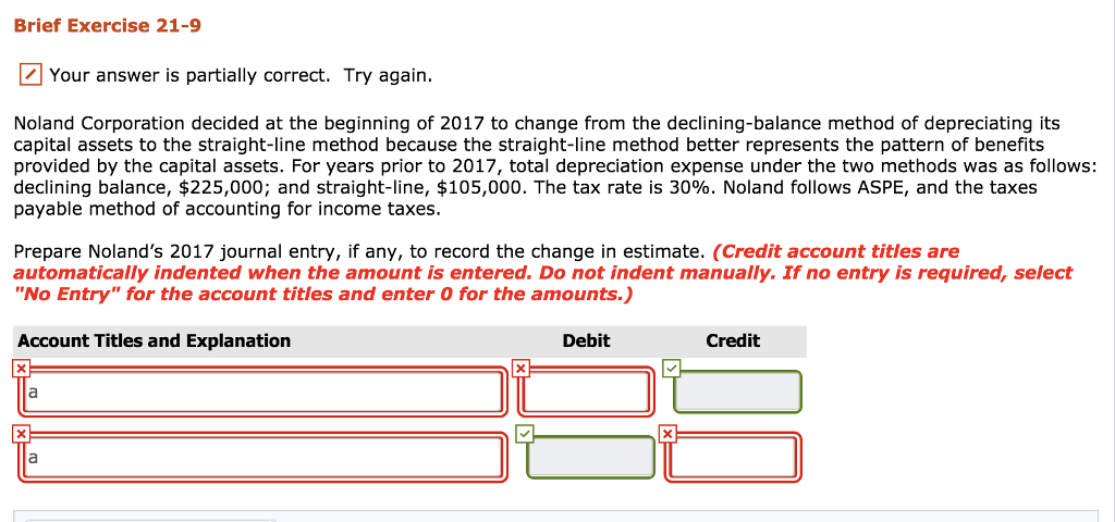 Solved Brief Exercise 21-9 Your answer is partially correct. | Chegg.com